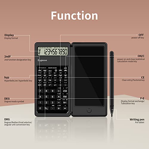 Pocket Basic Science Calculator for Students - Foldable Math Classroom Functional Calculator with LCD Display Erasable Writing Tablet and Ruler Set for Office Home Business Whether Back to School Gift