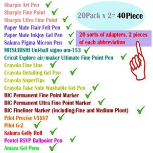 40 Packs Pen Adapter Set Compatible with Cricut (Explore Air, Explore Air 2, and Maker), Pen Adapter Compatible with (Sharpie/Bic/Crayola/Sakura/Pilot/Pentel/Paper Mate/Mitsubishi uni-Ball)