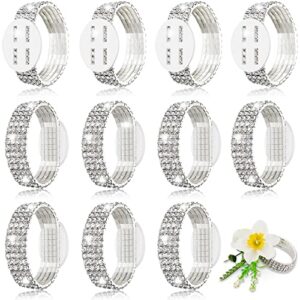 junkin 12 pack corsage bracelet wrist corsage rhinestone elastic wrist corsage rhinestone bracelet diy wrist corsages accessories for wedding decor prom ceremony anniversary bridal shower (silver)