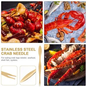 DOITOOL Shortbread 6 Pcs Stainless Steel Seafood Forks Picks Lobster Forks Crab Picks Nut Forks Shellfish Picks Seafood Tools for Crab and Lobster Golden Seafood Crackers and Tools Lobster Crackers