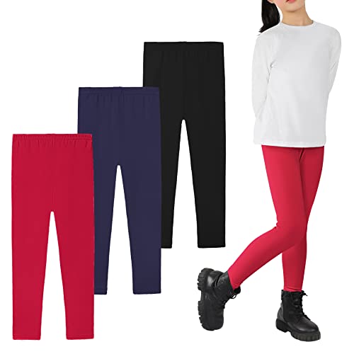 Auranso Kids Girls Leggings Full Length Cotton Tights Pants L 7-8 Years