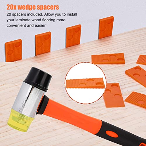 Upgraded Laminate Wood Flooring Installation Kit,Solid Tapping Block,Heavy Duty Pull Bar,Non Slip Soft Grip Double Faced Mallet,30Pcs Flooring Spacers