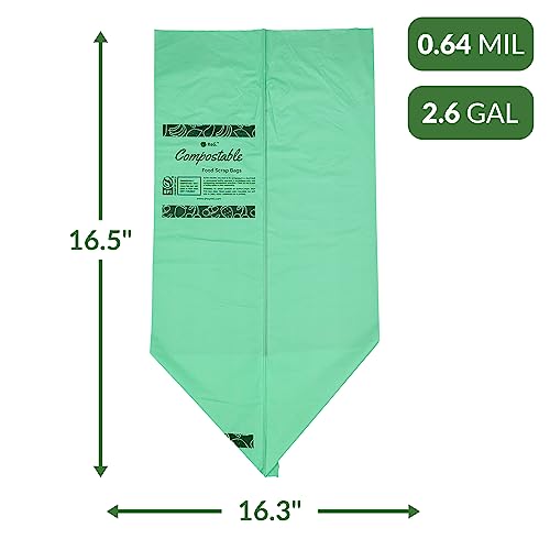 Reli. Compost Bags 2.6 Gallon (150 Count) | ASTM D6400 | Compostable Trash Bags for Food Scraps | Small Compost Bags for Kitchen Compost Bin/Countertop Bin | Green, Eco Bags for Food Waste, 2.6 Gal