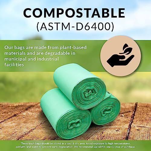 Reli. Compost Bags 2.6 Gallon (150 Count) | ASTM D6400 | Compostable Trash Bags for Food Scraps | Small Compost Bags for Kitchen Compost Bin/Countertop Bin | Green, Eco Bags for Food Waste, 2.6 Gal