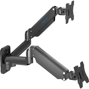 bontec monitor wall mount bracket for 13-27" screens up to 17.6 lbs, fully adjustable gas spring monitor arm, ergonomic height adjustable, tilt swivel & rotate, vesa 75x75, 100x100 mm