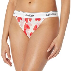 calvin klein women's modern cotton string thong, remembered hearts_orange odyssey, small