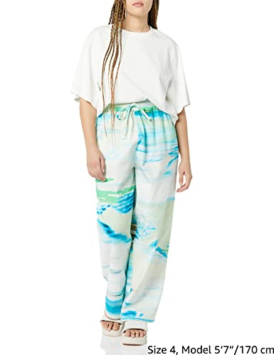 rare/self All-Gender Pull-on Wide Leg Twill Pant, Blue Digital Print, 2