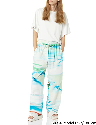 rare/self All-Gender Pull-on Wide Leg Twill Pant, Blue Digital Print, 2