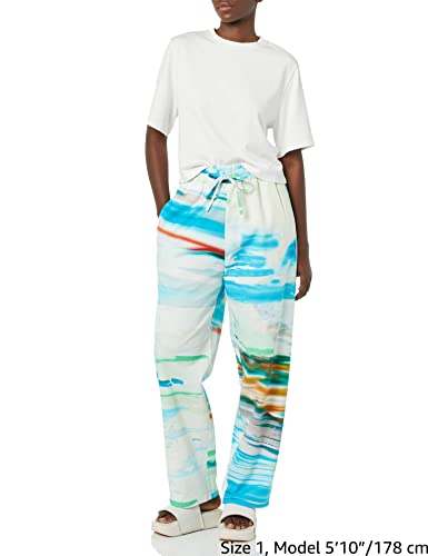 rare/self All-Gender Pull-on Wide Leg Twill Pant, Blue Digital Print, 2