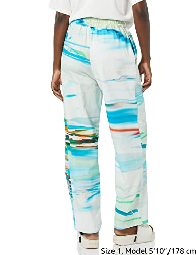 rare/self All-Gender Pull-on Wide Leg Twill Pant, Blue Digital Print, 2