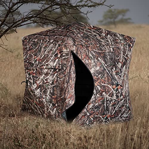 Rodanny Hunting Blind, 270 Degree See-Through Ground Blind 2-3 Person, Pop-Up & Portable Durable Hunting Blind with Carry Bag, for Deer & Turkey Hunting