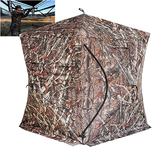 Rodanny Hunting Blind, 270 Degree See-Through Ground Blind 2-3 Person, Pop-Up & Portable Durable Hunting Blind with Carry Bag, for Deer & Turkey Hunting