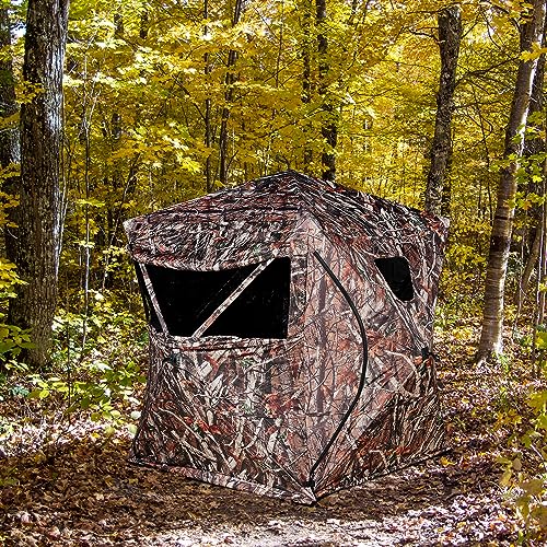 Rodanny Hunting Blind, 270 Degree See-Through Ground Blind 2-3 Person, Pop-Up & Portable Durable Hunting Blind with Carry Bag, for Deer & Turkey Hunting