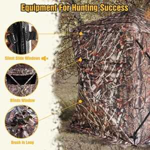 Rodanny Hunting Blind, 270 Degree See-Through Ground Blind 2-3 Person, Pop-Up & Portable Durable Hunting Blind with Carry Bag, for Deer & Turkey Hunting