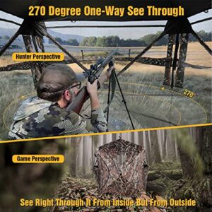 Rodanny Hunting Blind, 270 Degree See-Through Ground Blind 2-3 Person, Pop-Up & Portable Durable Hunting Blind with Carry Bag, for Deer & Turkey Hunting