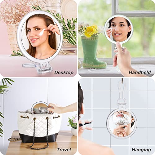 AMISCE Travel Handheld Makeup Mirror 2-Sided with 1X 20X Magnification & Adjustable Handle/Stand, Portable, Small, Girl Women Mother's Gift