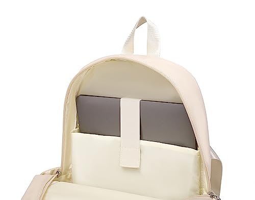 Acmebon Girl Roomy Fashion Laptop Backpack Casual Daily Backpack for Women Cream