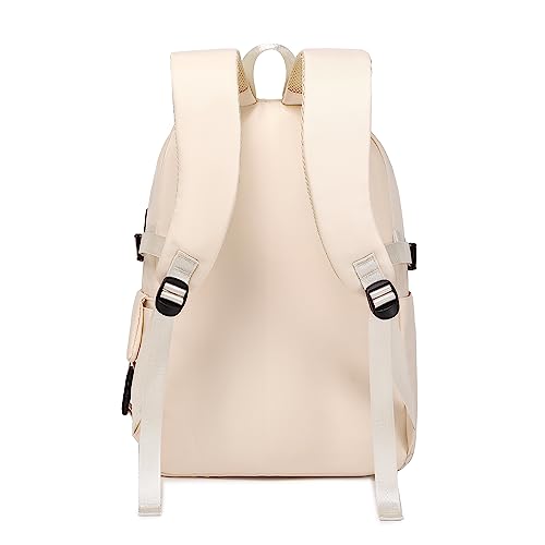 Acmebon Girl Roomy Fashion Laptop Backpack Casual Daily Backpack for Women Cream