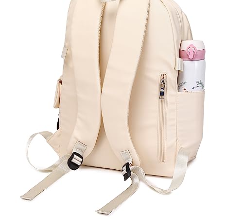 Acmebon Girl Roomy Fashion Laptop Backpack Casual Daily Backpack for Women Cream