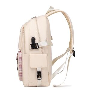 Acmebon Girl Roomy Fashion Laptop Backpack Casual Daily Backpack for Women Cream