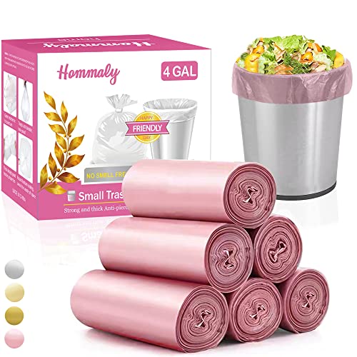 4 Gallon 180pcs Small Pink Trash Bags Strong Pink Garbage Bags, Bathroom Trash Can Bin Liners, Plastic Bags for Home Bedroom Office, Waste Basket Liner, Fit 12-15 Liter, 3,3.5,4,4.5 Gal（Pink 180）