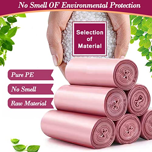 4 Gallon 180pcs Small Pink Trash Bags Strong Pink Garbage Bags, Bathroom Trash Can Bin Liners, Plastic Bags for Home Bedroom Office, Waste Basket Liner, Fit 12-15 Liter, 3,3.5,4,4.5 Gal（Pink 180）