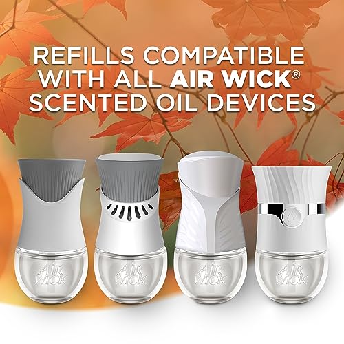 Air Wick Plug in Scented Oil Starter Kit (Warmer +2 Refills), Forest Spice & Leaves, Fall Scent, Essential Oils, Air Freshener