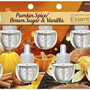 Air Wick Plug in Scented Oil Refill, 7ct, Pumpkin + Brown Sugar Mixed Pack, Fall Scent, Essential Oils, Air Freshener