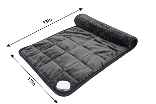 Ruqiji 17''x33'' Weighted Heating Pad, 6lbs with Fast-Heating Technology&6 Temperature Settings, Flannel Electric Heating Pad/Pain Relief for Back/Neck/Shoulders/Abdomen/Legs