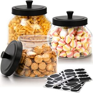 avla 3 pack glass jars with sealed lid, 58 oz clear cookie candy jar, airtight food storage container with metal lid, empty canister set for kitchen counter, pasta, dog treat, snacks, apothecary jar