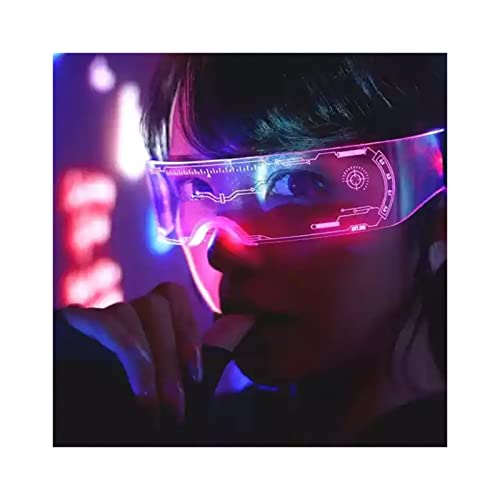 STEHEALTH LED Glasses, Futuristic Cyberpunk Light Up Sunglasses with 7 Colors & 2 Modes, Bilateral Controllable Visor Goggles for Cosplay Concert Rave Halloween Bar Club Party