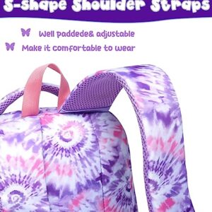 BLUEFAIRY Kids Backpack for Girls Elementary Primary Middle School Bags for Teens Childs Tie Dye Bookbags Cute Durable Travel Gifts Morrales Mochilas para Niñas de 4 5 6 7 8 9 Nños 17 Inch (Purple)