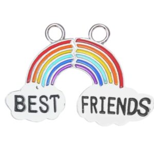 BodyJ4You 2PC Tattoo Choker Necklace Set - 90s Accessories Women Teen Girls Kids - Rainbow Best Friends Clouds Pendants - Back To School Style Gift Idea