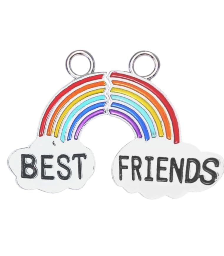 BodyJ4You 2PC Tattoo Choker Necklace Set - 90s Accessories Women Teen Girls Kids - Rainbow Best Friends Clouds Pendants - Back To School Style Gift Idea