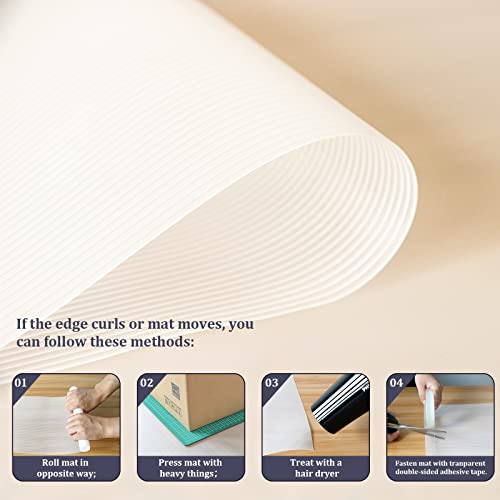 Hersvin Shelf Liners 20 in x 20 ft EVA Drawer Mats, Non-Adhesive Cupboard Pad, Kitchen Cabinet Lining Fridge Cushion (Transparent Stripe, 50.8x610cm)