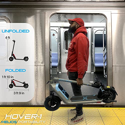 Hover-1 Helios Folding Electric Scooter, 18 MPH Top Speed, 24 Mile Range, 500 Watts Max Power, 10” Pneumatic Tires, Rear Disc Brakes, Removable Battery, and Dual Front Suspension