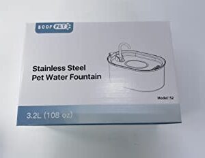 SOOFPET Cat Water Fountain Stainless Steel, 3,2L/108oz Pet Water Fountain, Automatic Cat Fountain with Quiet Pump, Dishwasher Safe Design, Suitable for Multiple Pets