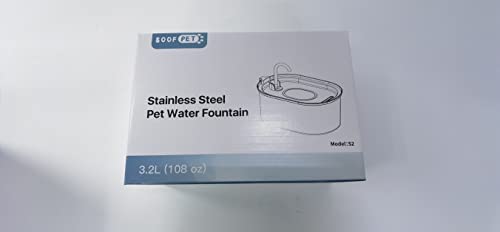 SOOFPET Cat Water Fountain Stainless Steel, 3,2L/108oz Pet Water Fountain, Automatic Cat Fountain with Quiet Pump, Dishwasher Safe Design, Suitable for Multiple Pets