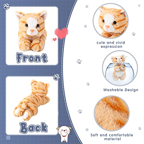 Harrycle 3 Pcs Cats Stuffed Animals Cat Toy Kitten Plush 9 Inch Stuffed Animal Cute Cat Plush Sleeping Birthday Gift for Baby Boy Girl (White, Orange Stripe, Gray Stripe)