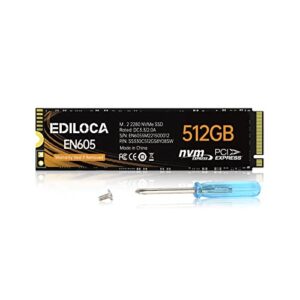 ediloca en605 512gb m.2 ssd, nvme1.3 pcie gen3 x4 ssd internal hard drive, m.2 2280 - read/write speed up to 2150/1600 mb/s - internal ssd compatible with laptop & pc desktop