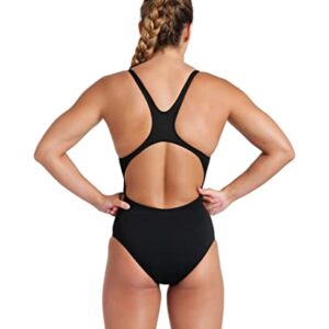 Arena Women's Standard Swim Pro Open Back One Piece Solid Team Athletic Training Swimsuit, Black/White, 22