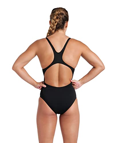 Arena Women's Standard Swim Pro Open Back One Piece Solid Team Athletic Training Swimsuit, Black/White, 22