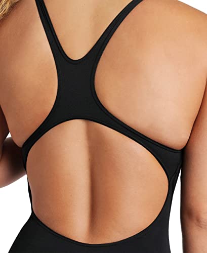 Arena Women's Standard Swim Pro Open Back One Piece Solid Team Athletic Training Swimsuit, Black/White, 22