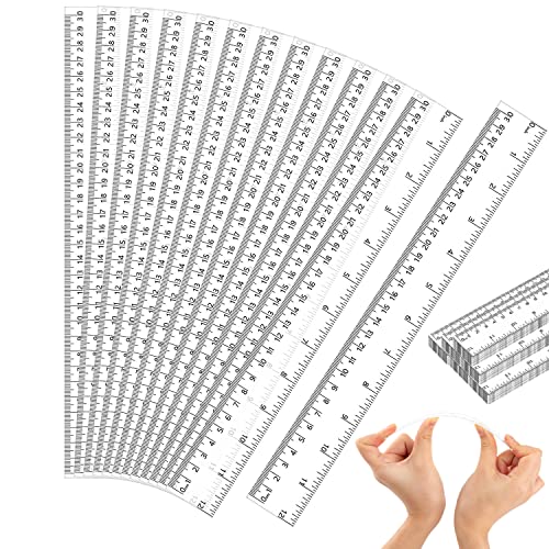 [48 Pack] Transparent Ruler 12 Inches - Clear Plastic Flexible Rulers - Ruler with Inches, Centimeters and Millimeter for Kids and Teachers - Metric Rulers Bulk, Used for Classroom & School Supplies