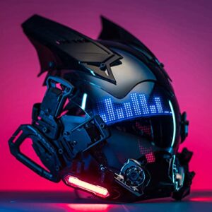 pdling cyberpunk gothic mask helmet for adult,techwear mask, halloween cosplay costume accessory with led lamp, futuristic helmet