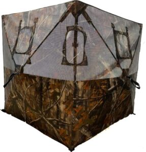 venatic cloak lite, portable quick setup lightweight camouflage pop up 2-sided ground hunting blind