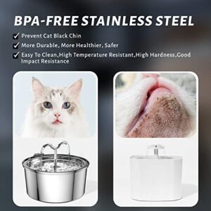 DOOOB Cat Water Fountain, 3.2L/108OZ Stainless Steel Pet Water Dispenser Automatic Metal Dog Drinking Bowl with 3 Replacement Filters Ultra-Quiet Pump and Waterproof Food Mats