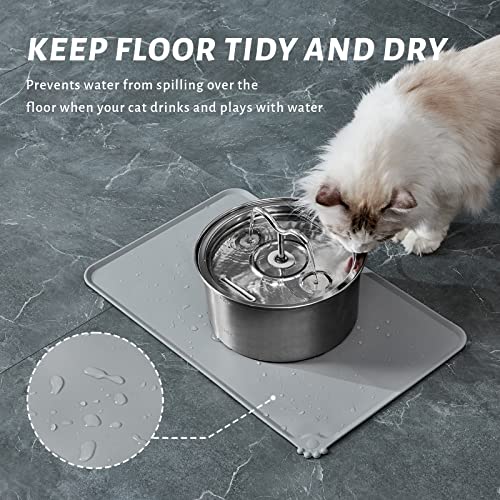 DOOOB Cat Water Fountain, 3.2L/108OZ Stainless Steel Pet Water Dispenser Automatic Metal Dog Drinking Bowl with 3 Replacement Filters Ultra-Quiet Pump and Waterproof Food Mats