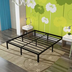 Tooyyer King Bed Frame 18inch High Heavy Duty Steel Slat Maximum 2500 lbs Support for Mattress Foundation No Box Spring Needed Easy to Assemble Non-Slip Noise Free Bed King