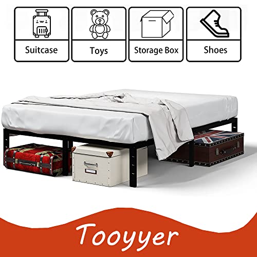 Tooyyer King Bed Frame 18inch High Heavy Duty Steel Slat Maximum 2500 lbs Support for Mattress Foundation No Box Spring Needed Easy to Assemble Non-Slip Noise Free Bed King